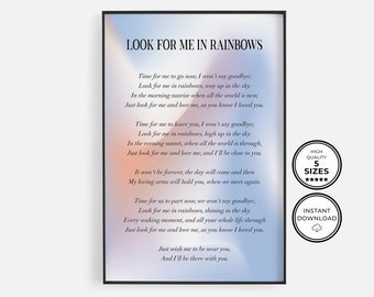 Look for Me in Rainbows Funeral Poem Memorial Gift Loved - Etsy UK