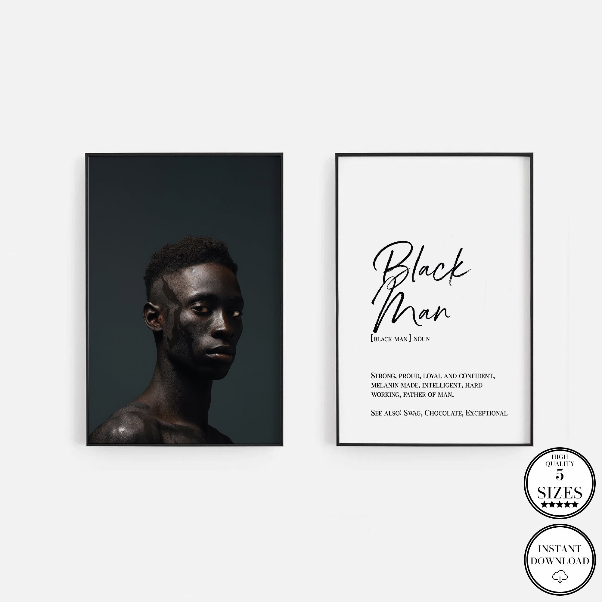 Black Man Definition Print, Black Art Set von 2 Black Men Prints ...