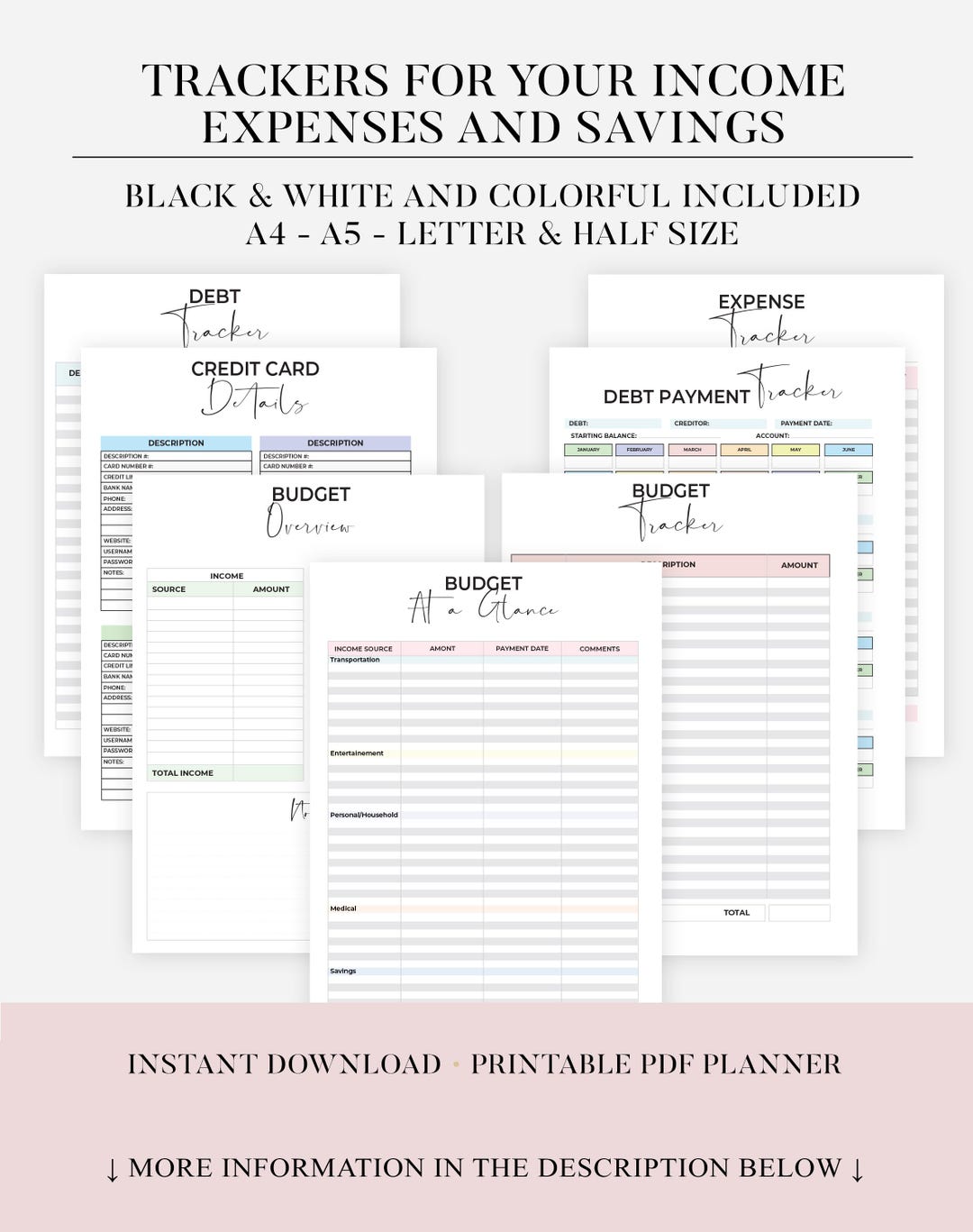 NEW Budget Finance Planner Bundle Printable Digital Budget Journal ...