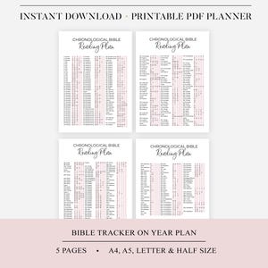 Bible Reading Tracker Printable, Christian Printable Pages, Chapter by Chapter Checklist Reading ...