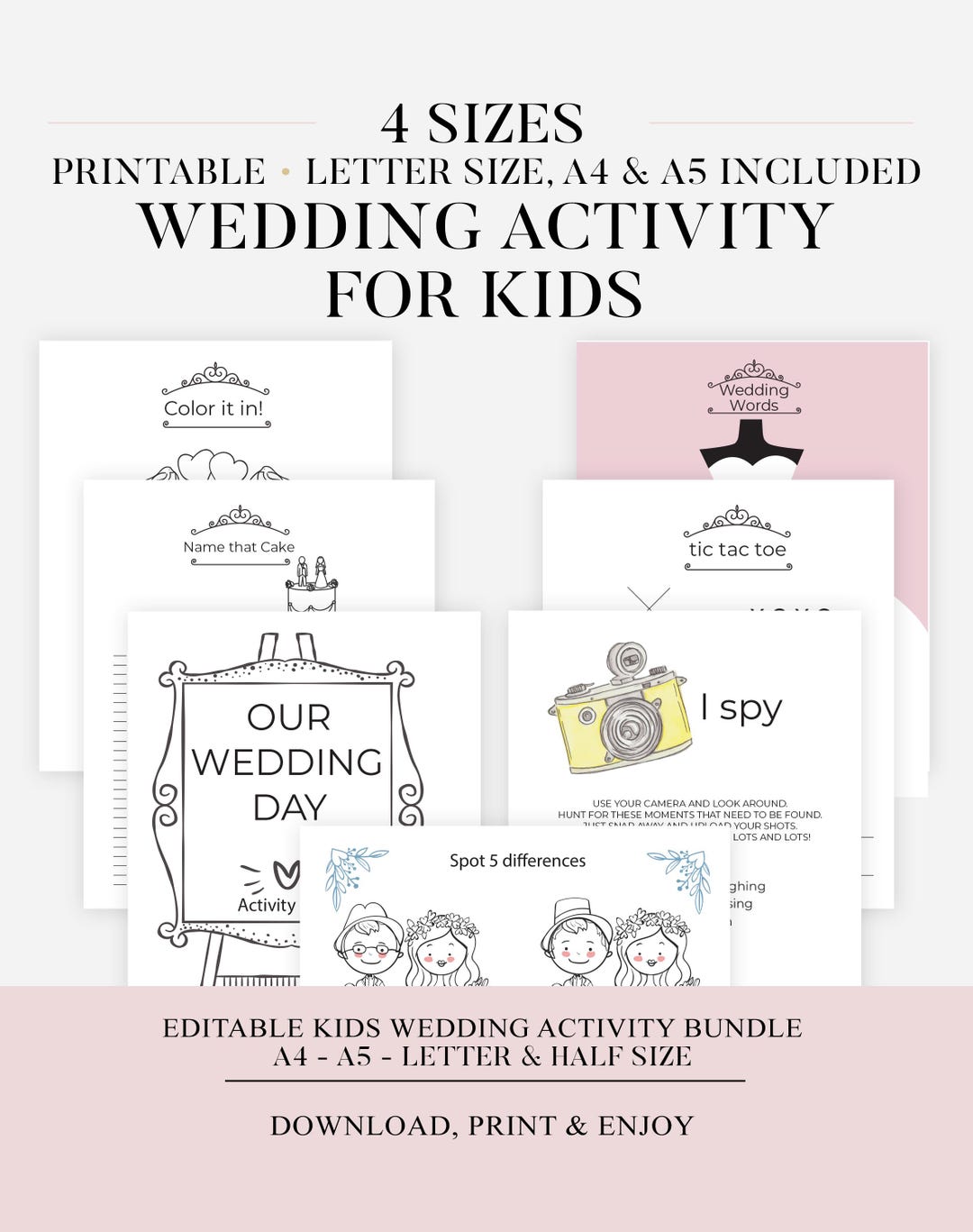Kids Wedding Activity Pack Printable Wedding Activity Book Coloring ...