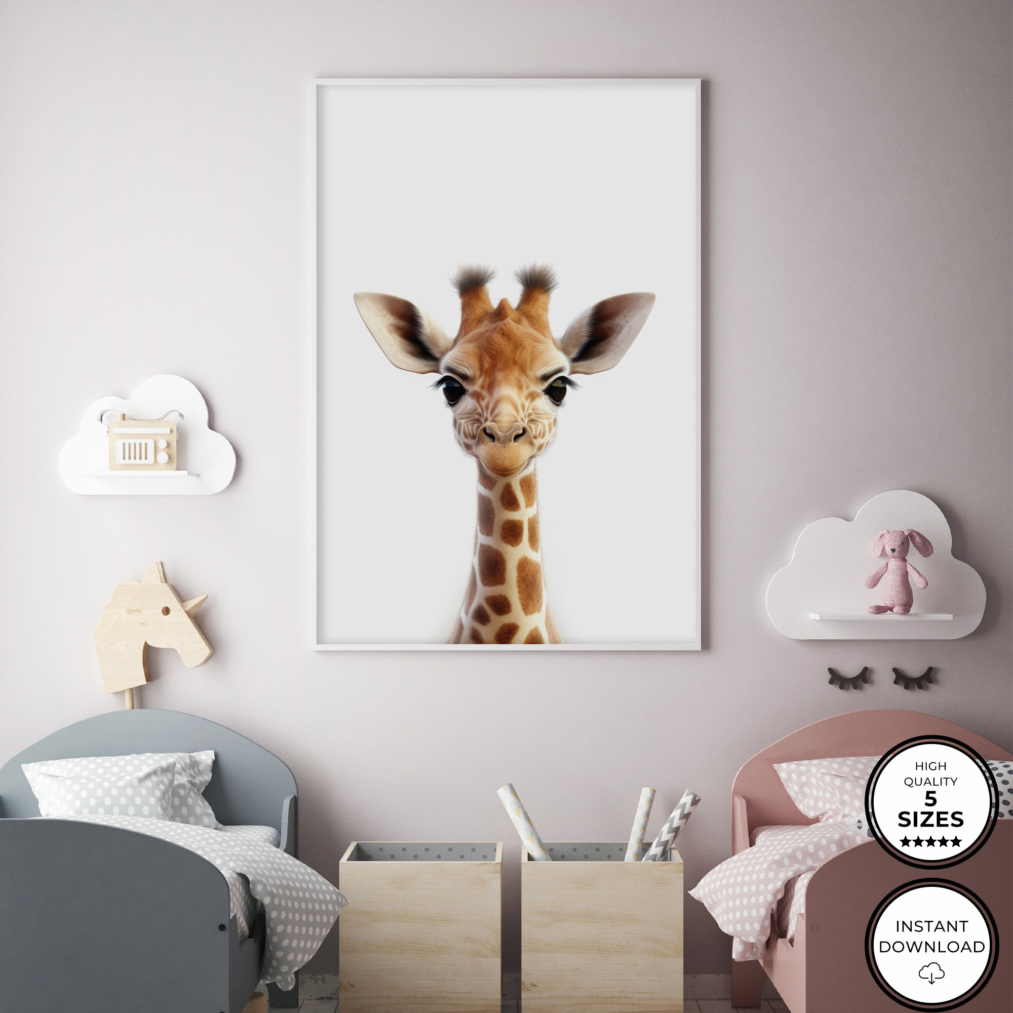 Baby Giraffe Print Baby Animal Prints Giraffe Nursery Wall - Etsy
