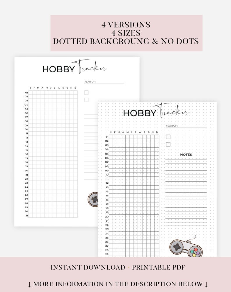 Hobby Tracker Printable - Journal Page - Habit Tracker - Hobby Journal ...