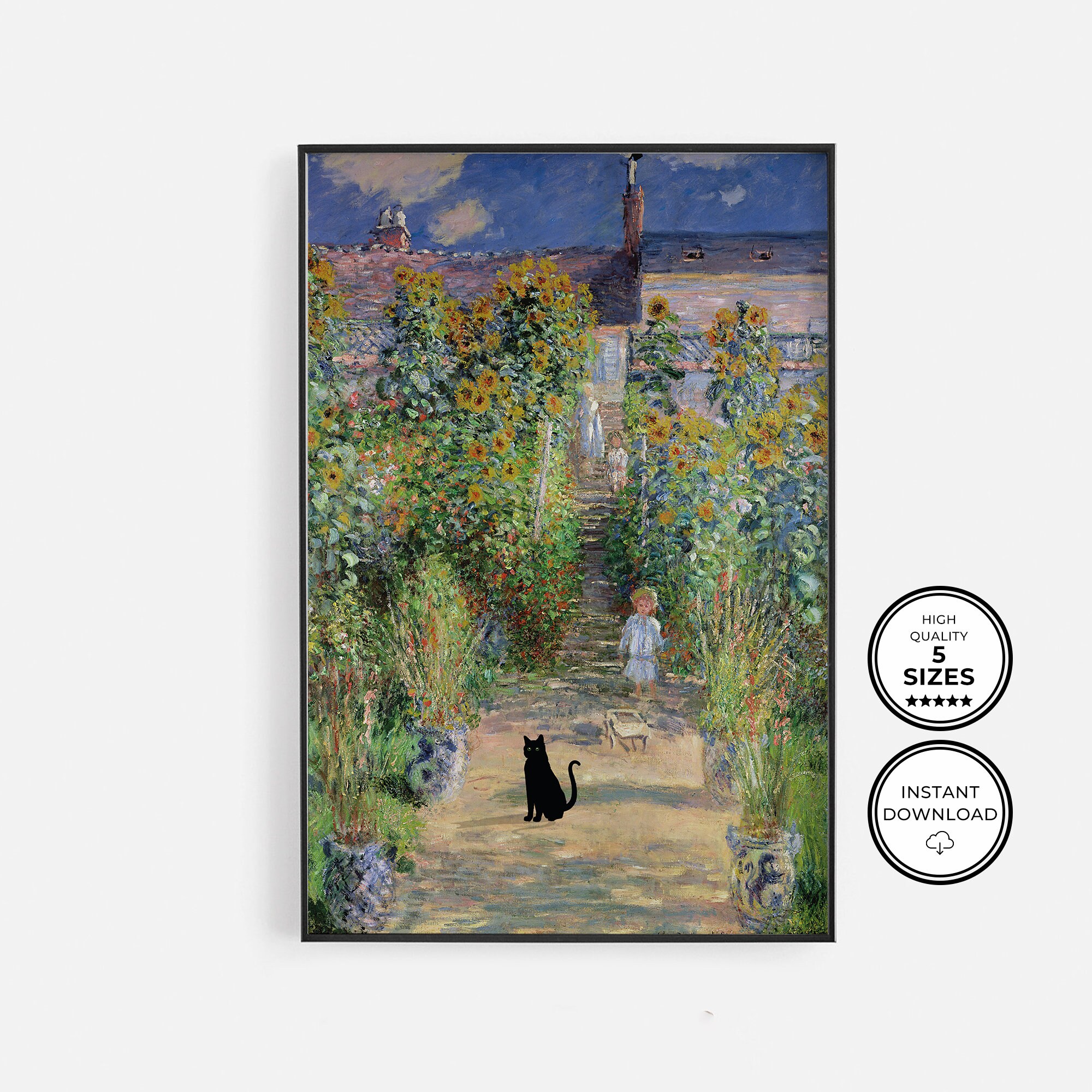 Claude MONET Garden Cat Printable Art Claude MONET Cat - Etsy