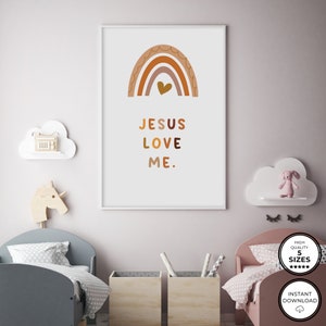 Jesus Loves Me Printable Christian Nursery Wall Art, Christian Decor ...