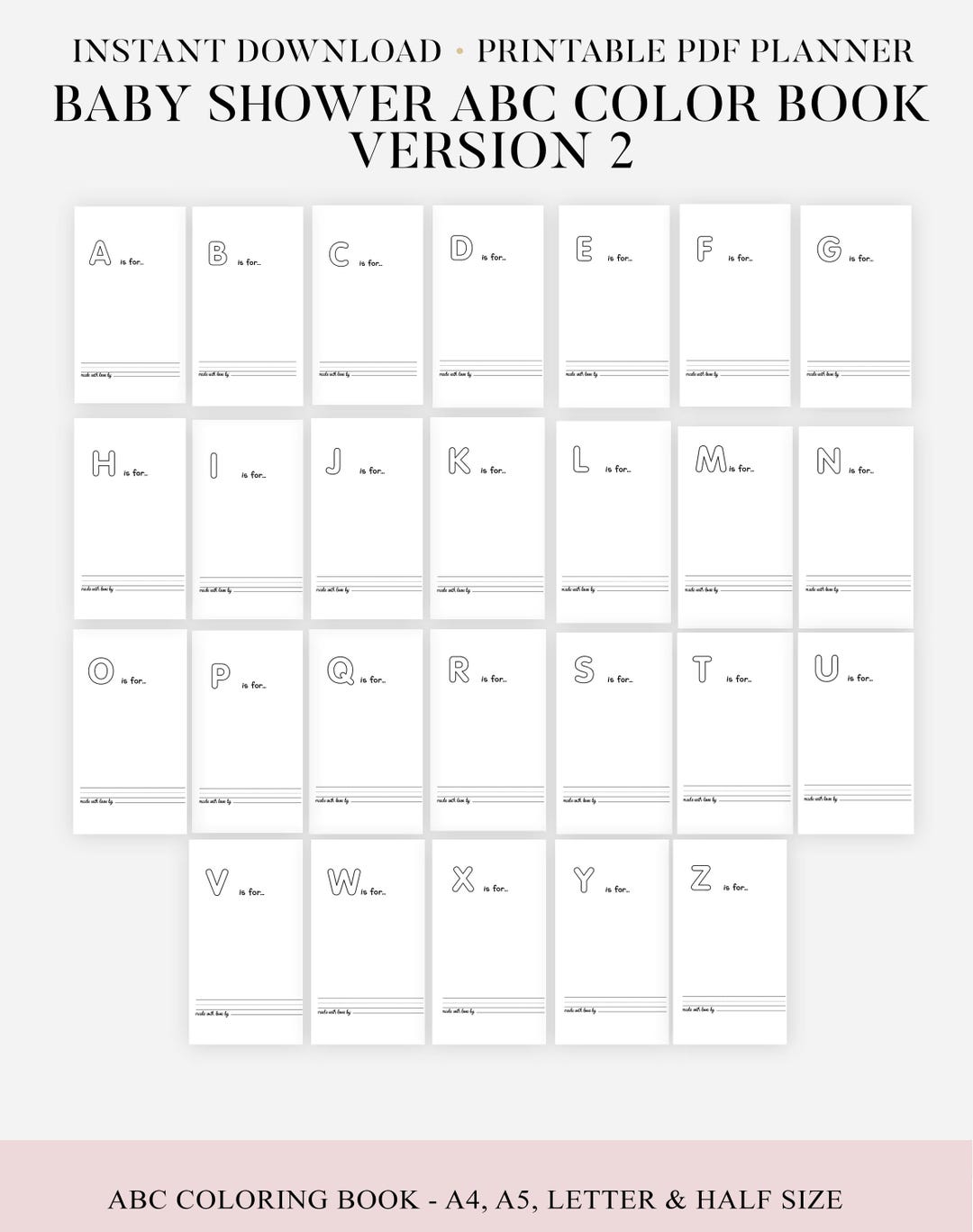 Blank Alphabet Book, ABC Baby Shower Coloring Book, Baby's First ABC ...