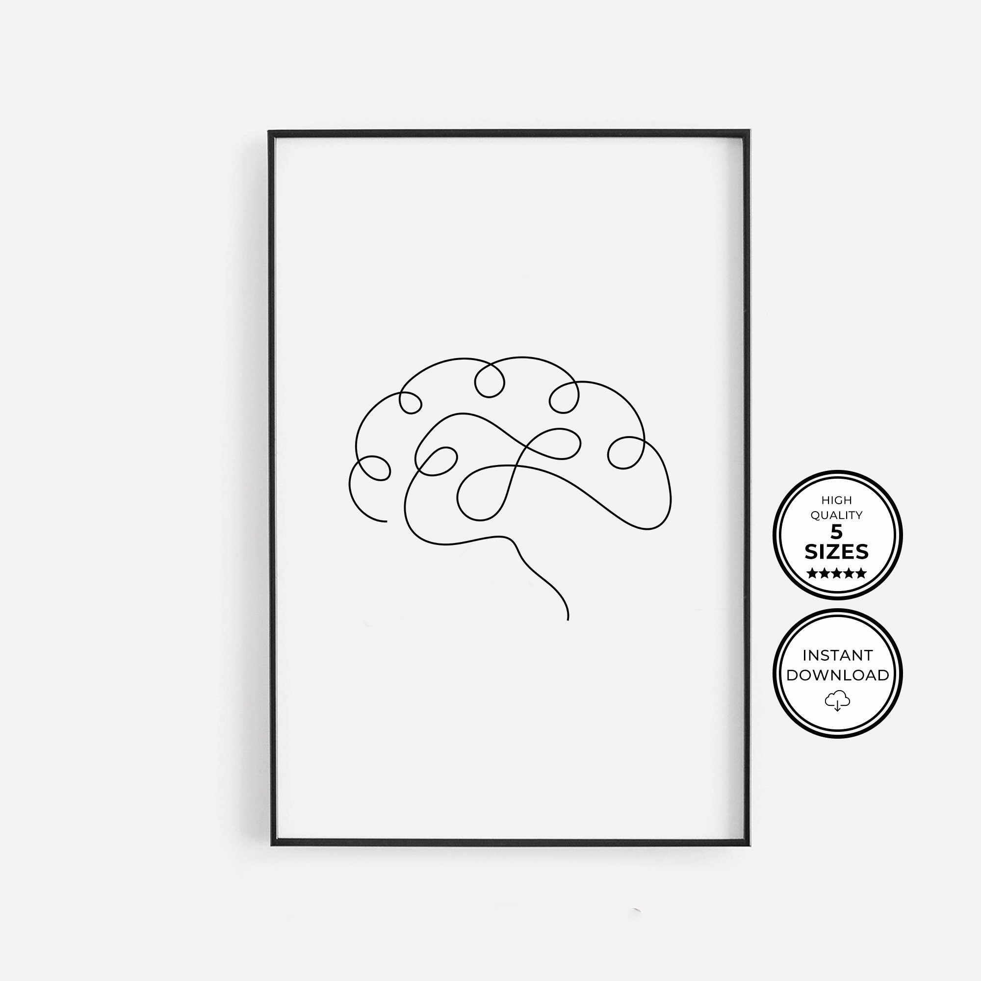 Minimal Brain Line Art Abstract Brain Line Art Drawing - Etsy