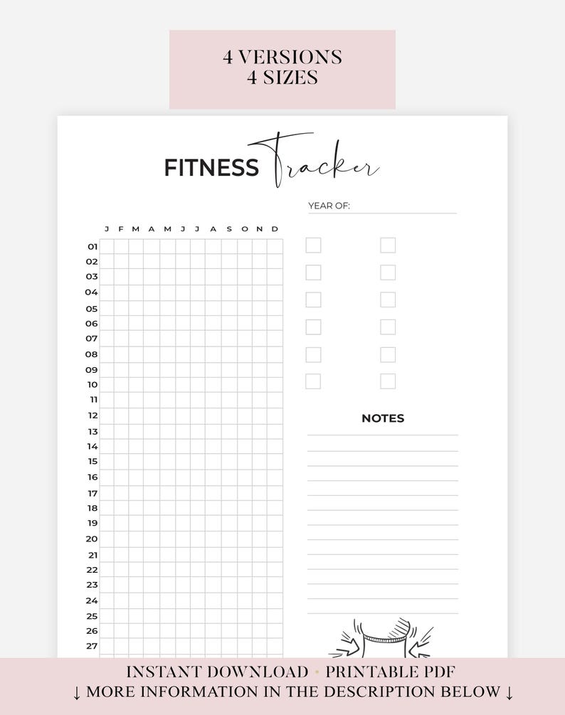 2026 Printable Fitness, Monthly Workout Tracker Pdf, Workout Calendar, Planner, Fitness Journal ...