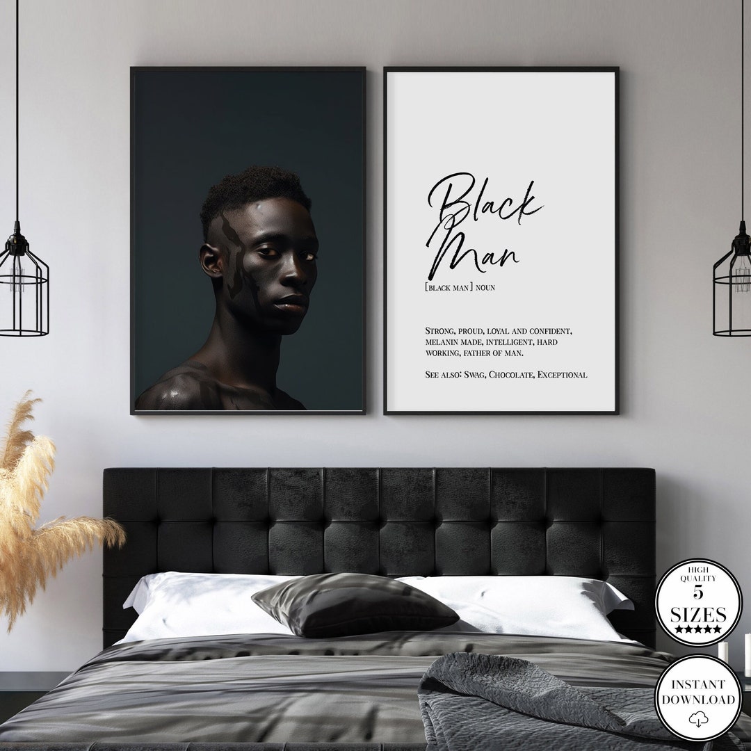 Black Man Definition Print, Black Art Set von 2 Black Men Prints ...