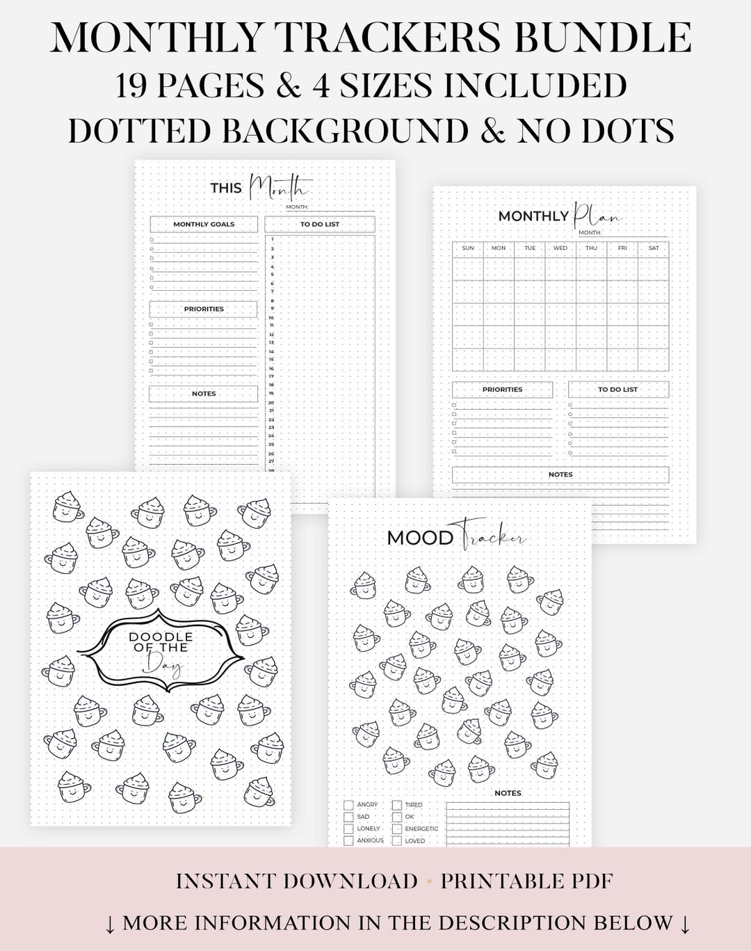 Monthly Trackers Bundle Printable - 2026 Journal Bundle - Journal Pages ...