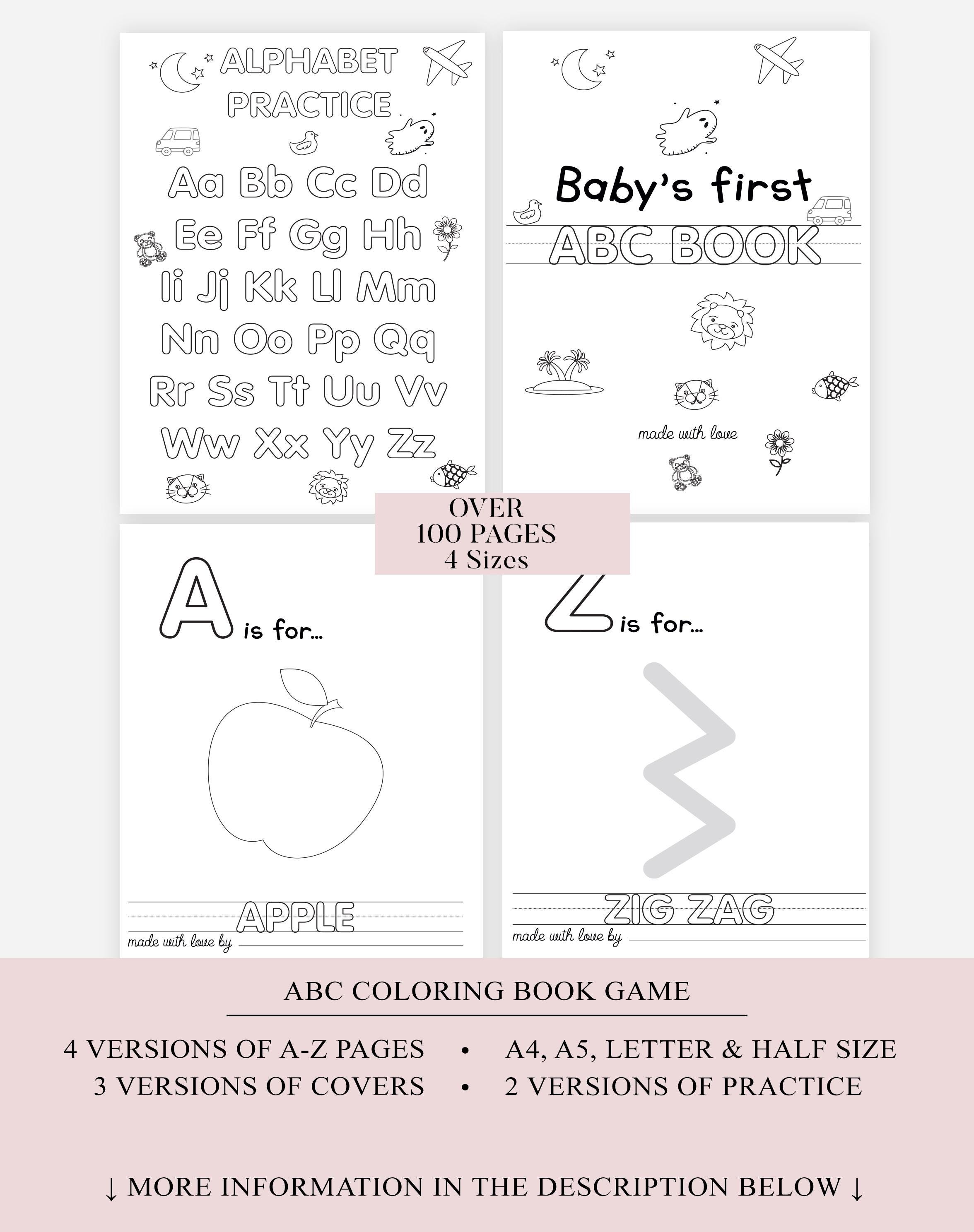 Blank Alphabet Book, ABC Baby Shower Coloring Book, Baby's First ABC ...