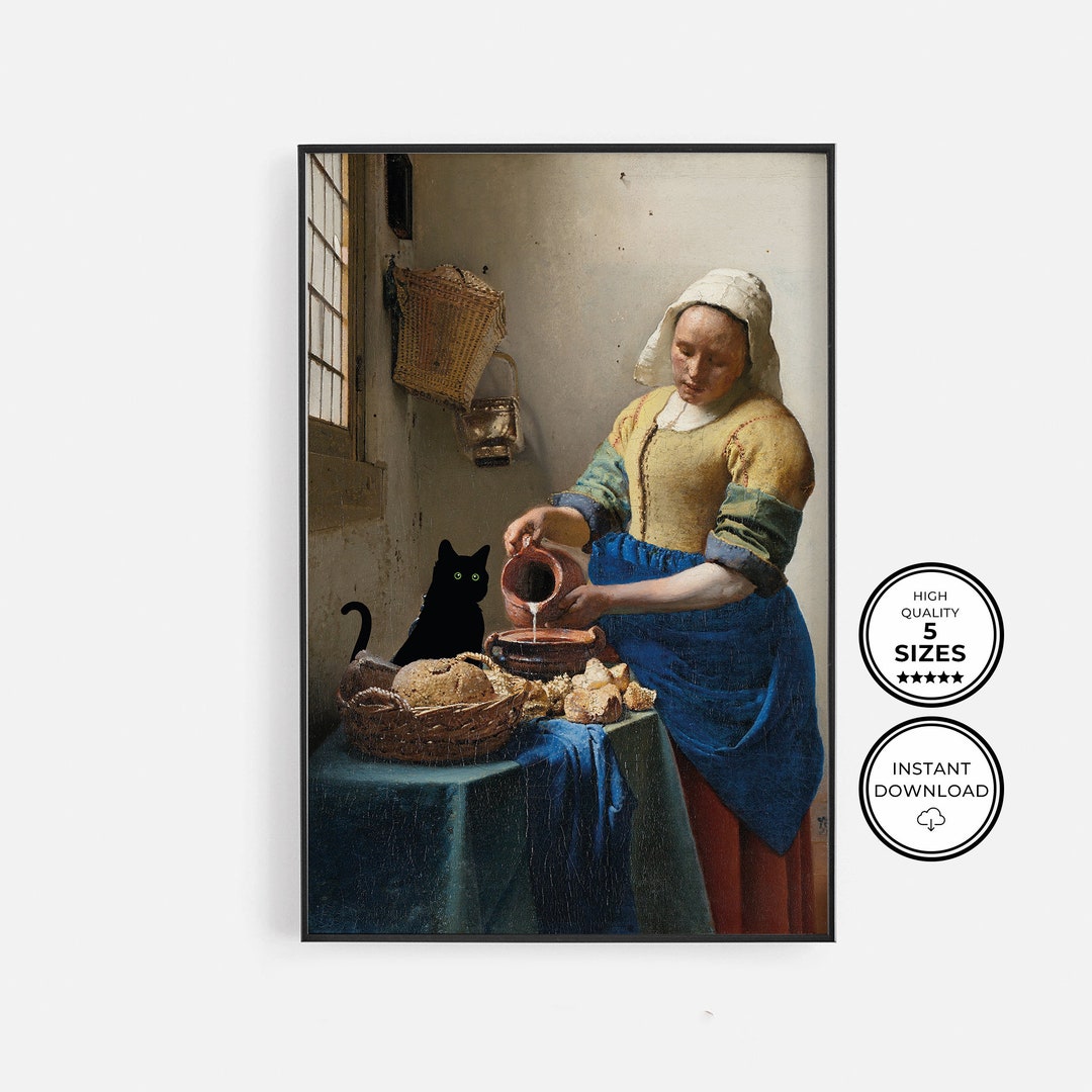 The Milkmaid Johannes Vermeer Cat Print Vermeer Cat Poster - Etsy