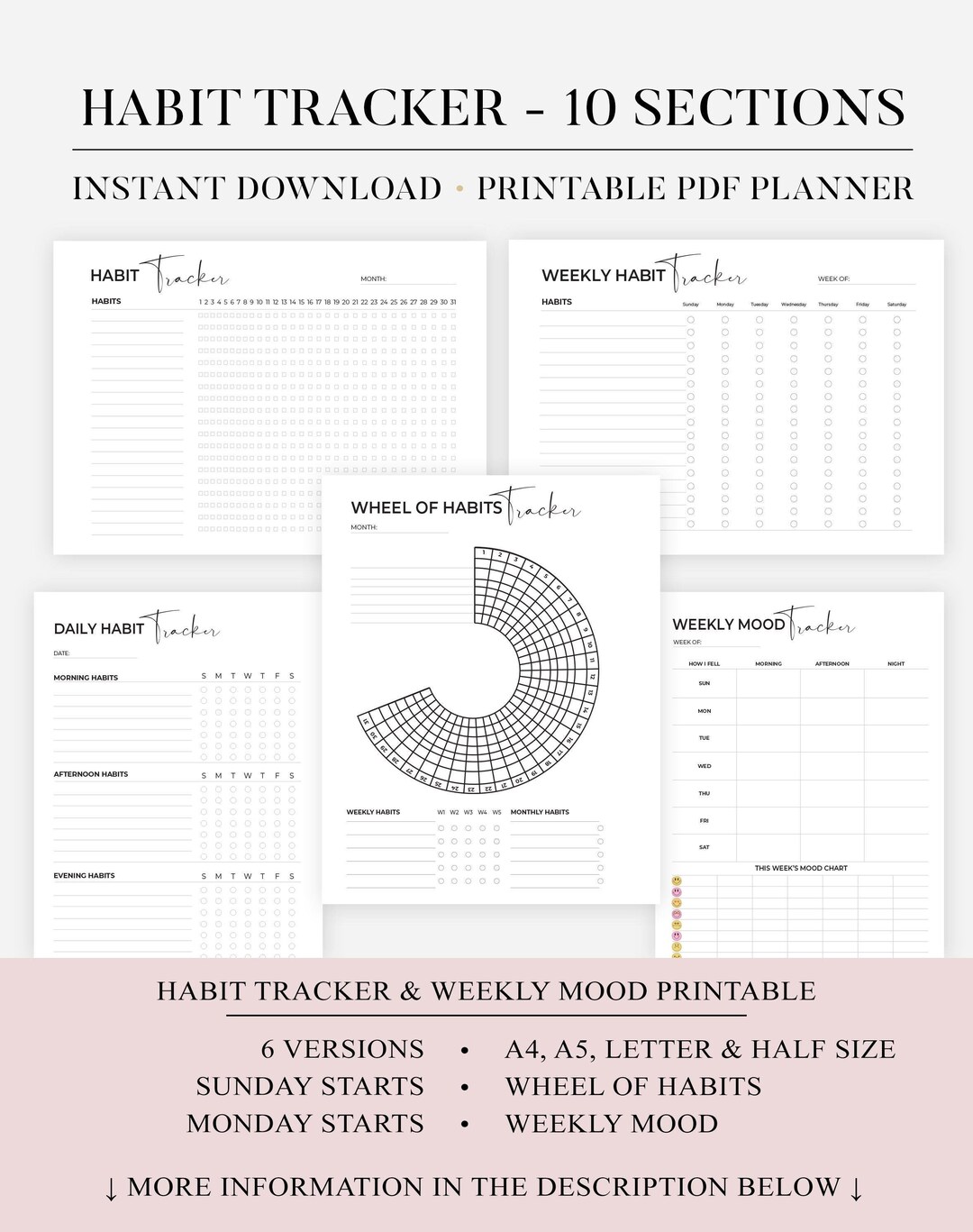 Habit Tracking Printable, Goal Tracking Pdf, Trackers Printable Habit ...