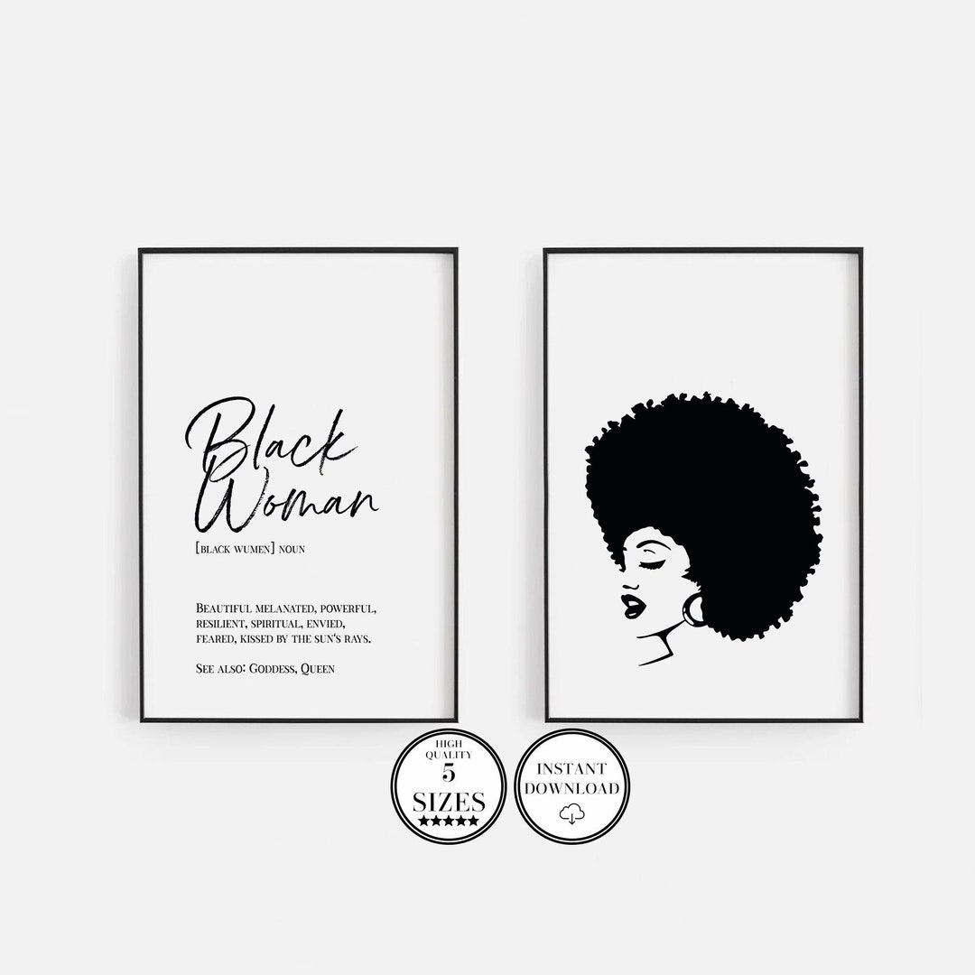 Black Art Print, Black Woman Definition Print, Black Woman Line Art ...