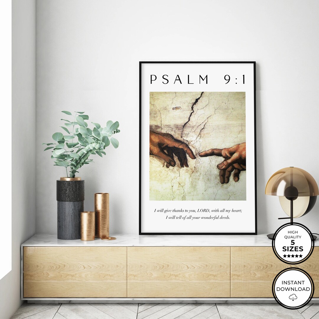 Psalm 9:1 I Will Give Thanks to You Lord Poster Michelangelo - Etsy