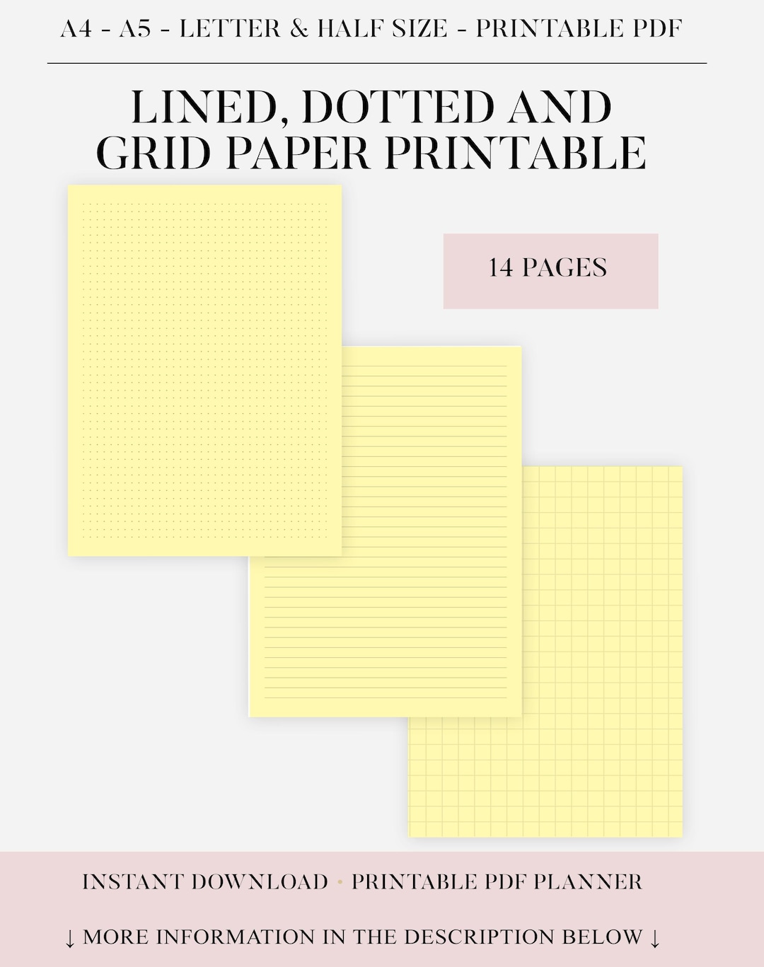 Dot Grid Paper Bundle Printable Dot Grid Journal Paper Dotted Planner ...