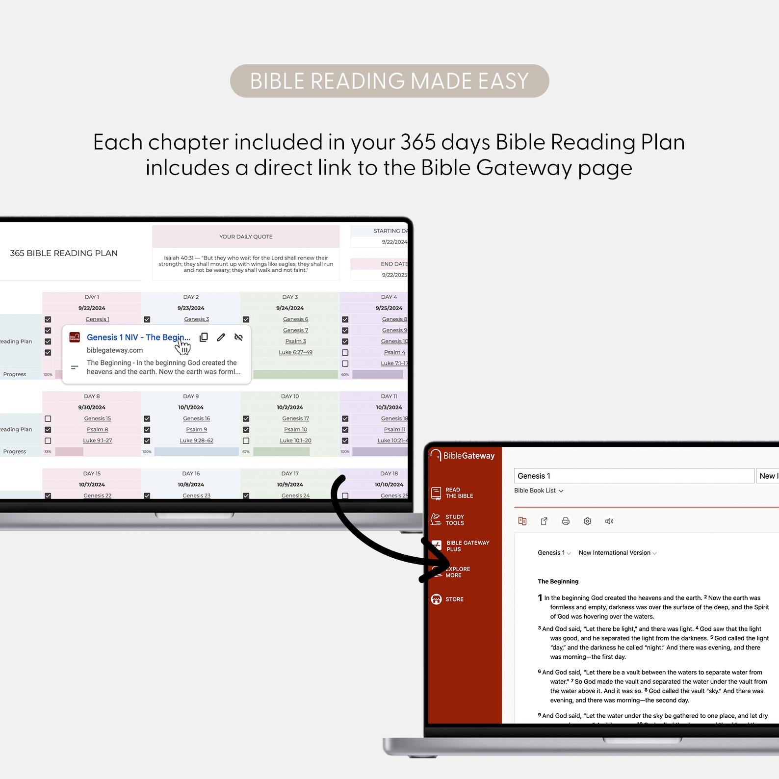 365 Day Bible Reading Plan, Bible Study Checklist, Bible in A Year, Bible in One Year, 52 Week ...
