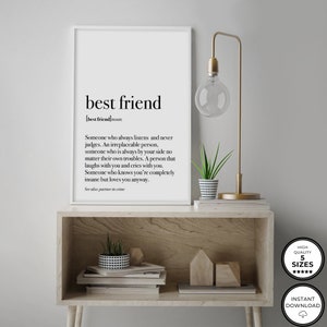 Best Friend Definition Meaning, Printable Wall Art, Best Friend Gift ...