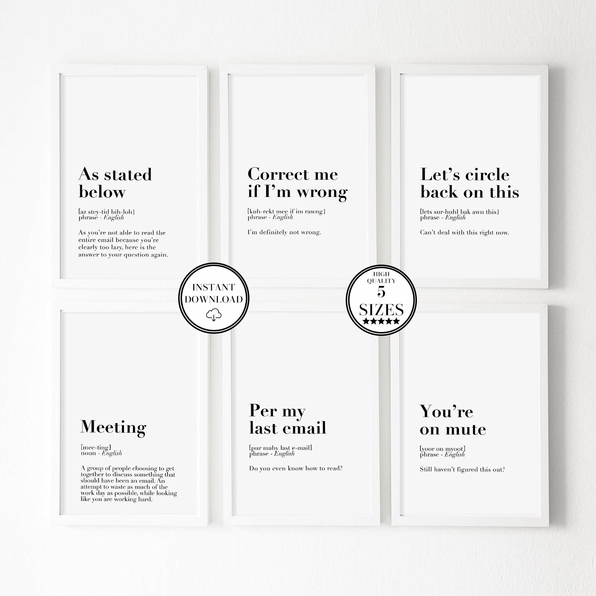 Office Wall Art Set 6 PRINTABLES ART Home Office Decor Mega - Etsy