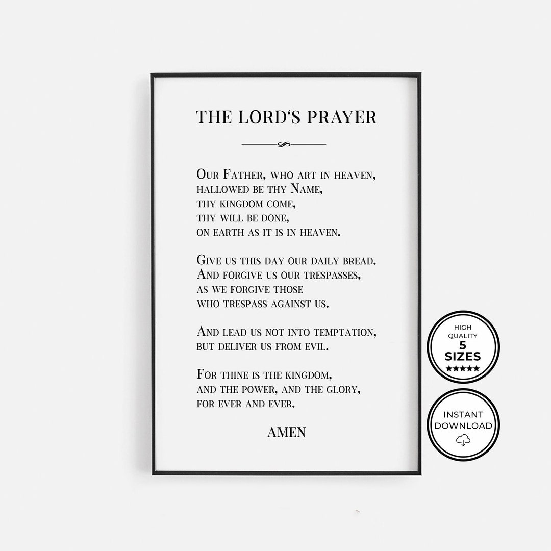 The Lords Prayer Print, Our Father Prayer Printable, Bible Verse Sign ...