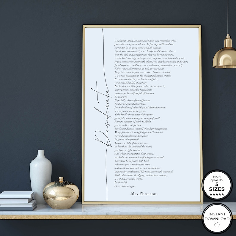 Desiderata Print Poem by Max Ehrmann Literature Desiderata - Etsy