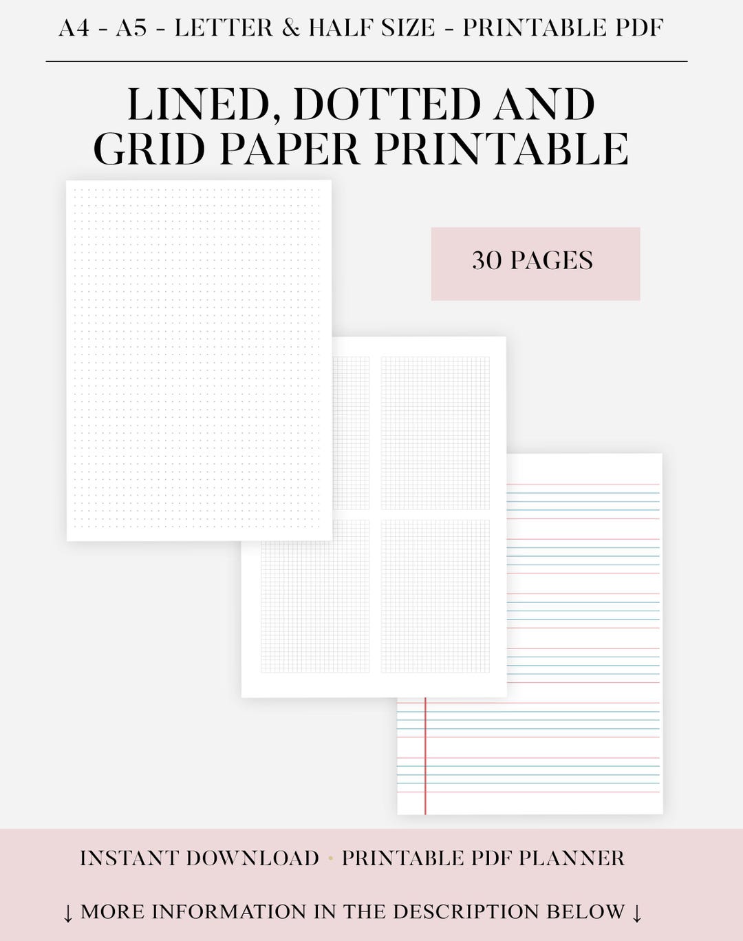 Dot Grid Paper Bundle Printable Dot Grid Journal Paper Dotted Planner ...