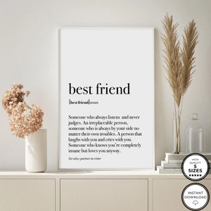Best Friend Definition Meaning, Printable Wall Art, Best Friend Gift ...