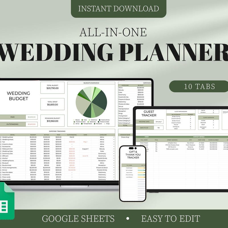 Excel Wedding Planner - Etsy