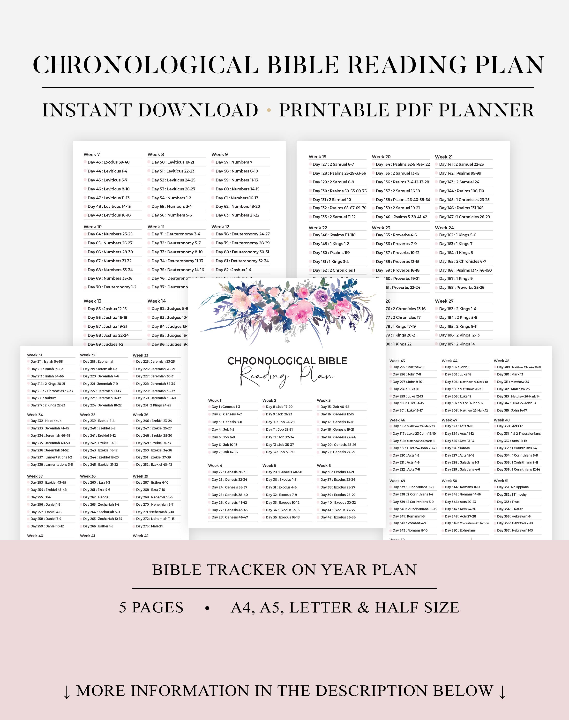 Bible Reading Year Plan List Chronological Bible Reading Plan Printable ...