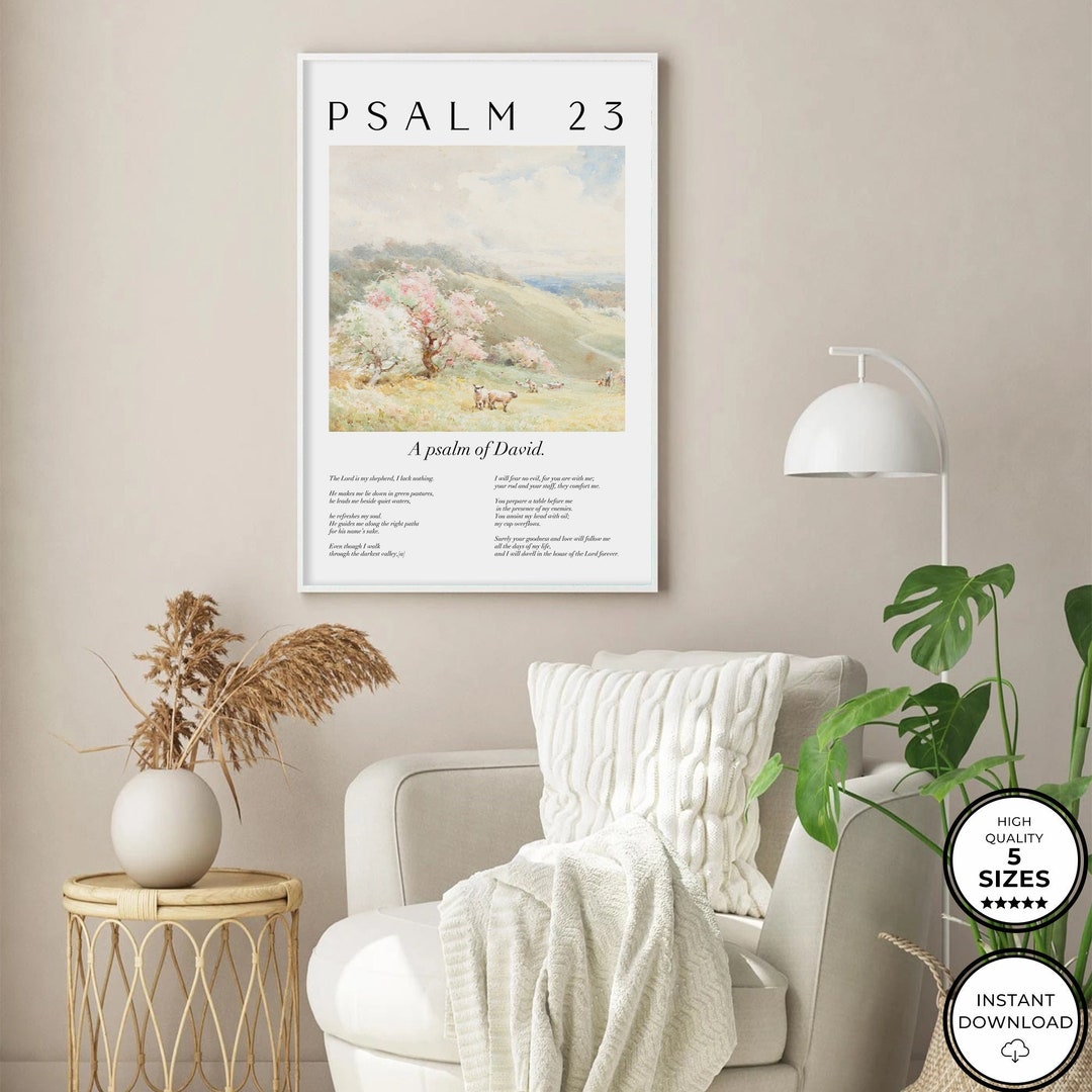 Psalm 23 Scripture Wall Art, the Lord is My Shepherd, Christian Home ...