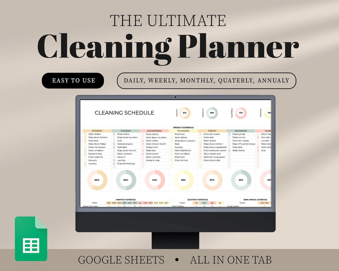 Weekly Cleaning Checklist Spreadsheet Template for Google Sheets ...