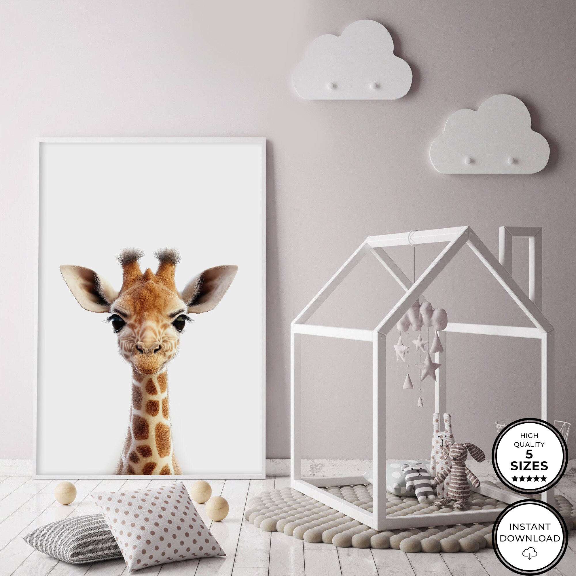 Baby Giraffe Print Baby Animal Prints Giraffe Nursery Wall - Etsy