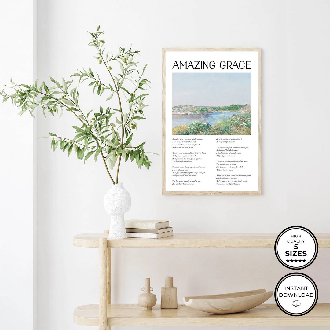 Amazing Grace Printable Wall Art, Amazing Grace Wall Decor, Christian ...