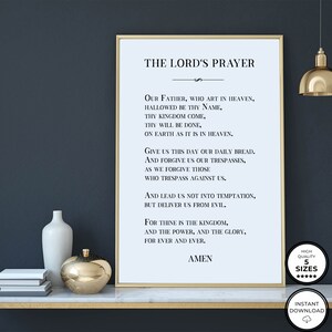 The Lords Prayer Print, Our Father Prayer Printable, Bible Verse Sign ...