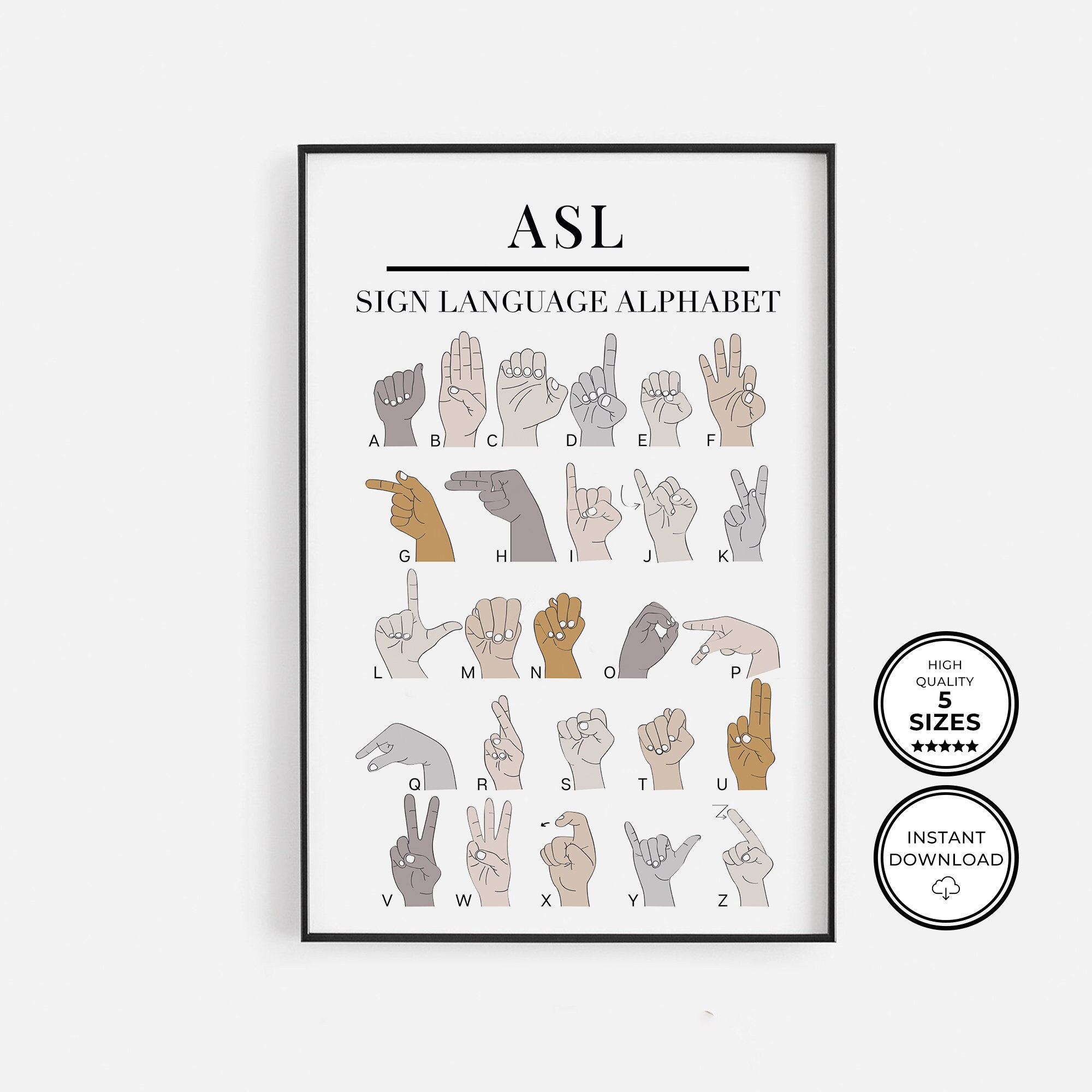 ASL, American Sign Language, Alphabet Poster, Homeschool Printables ...