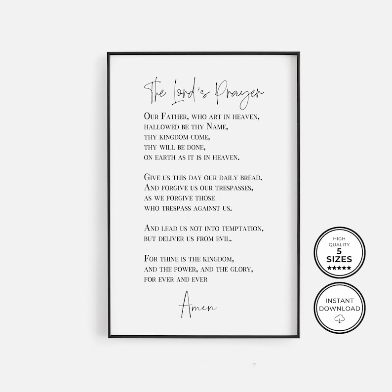 Our Father Prayer Print the Lord's Prayer Printable - Etsy