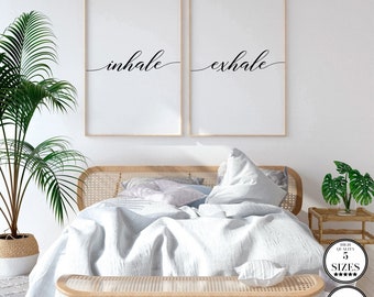 Inhale Exhale Printable Wall Art, Bedroom Wall Art, Set of Two Prints ...