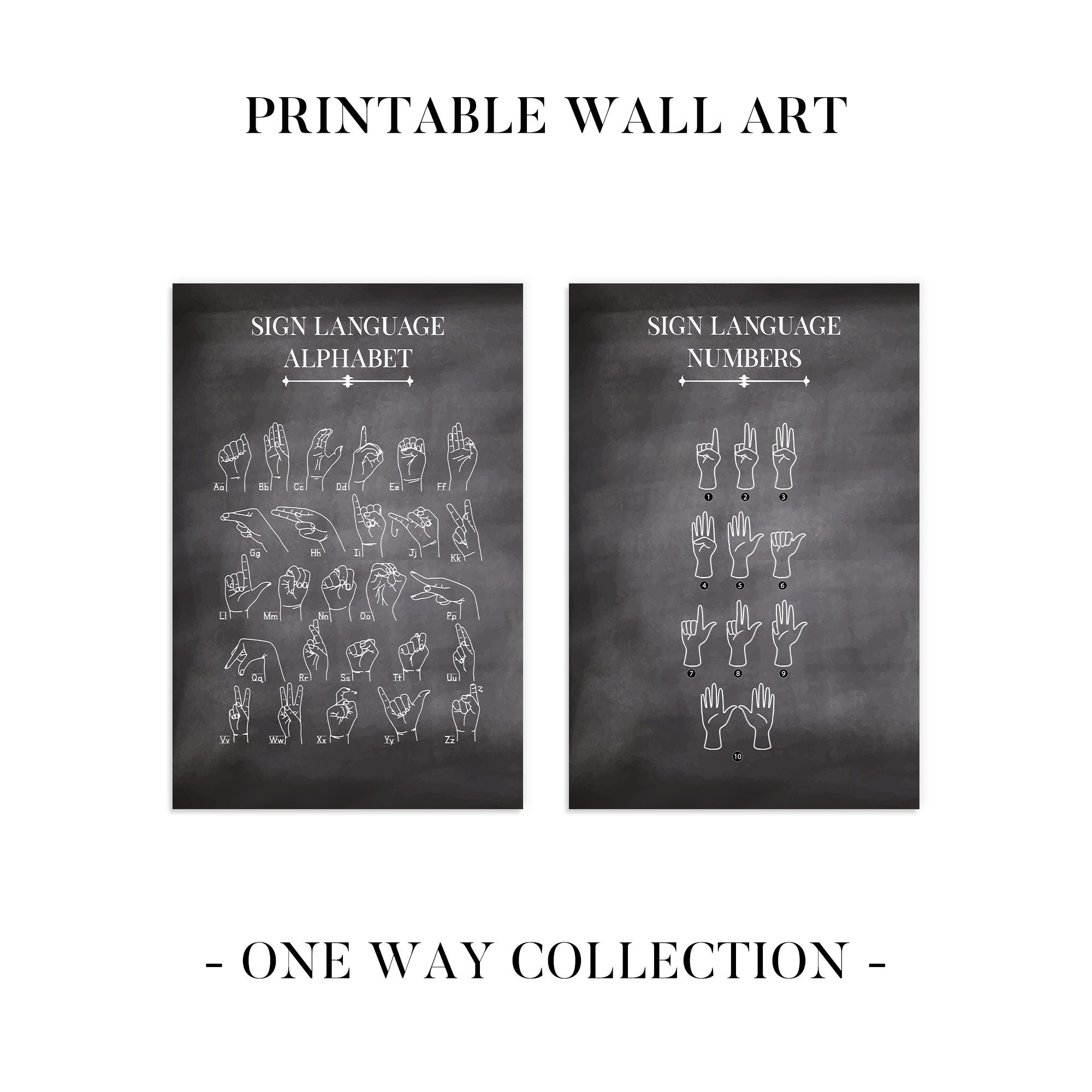 ASL Alphabet Poster Sign Language Numbers Printable American - Etsy UK