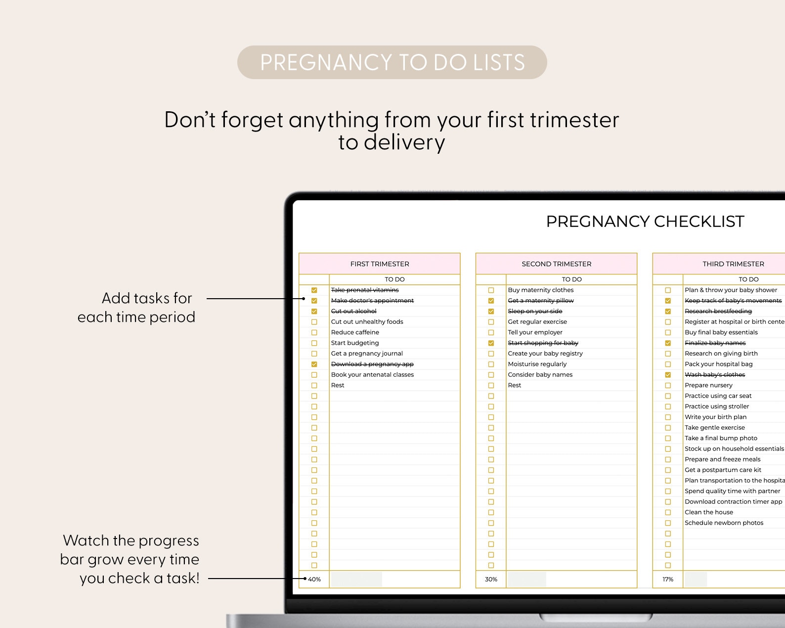 Pregnancy Planner Spreadsheet, Digital Baby Planning, Baby Budget ...