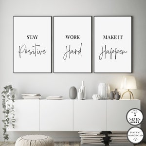 Office Decor Wall Art, Stay Positive Work Hard Make It Happen ...
