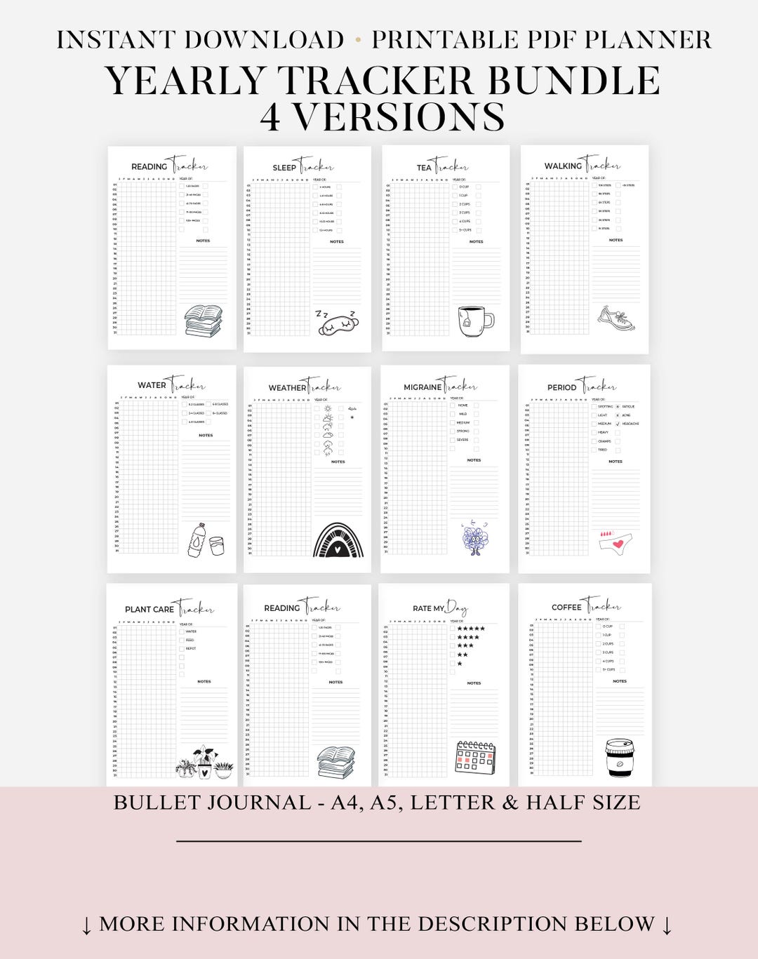 Weather Tracker Journal, A Year in Dots, Weather Tracker, A5 Journal ...