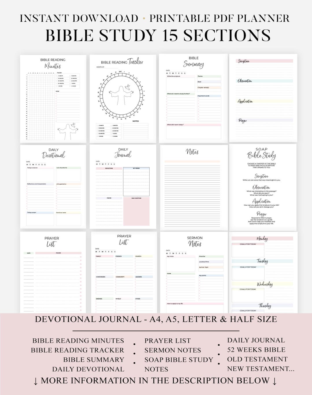 Prayer Journal Printable Bible Study Planner Faith Based Bible Study ...