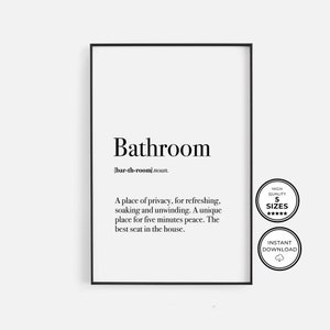 Bathroom Definition Wall Art, Printable Bathroom Wall Art, Home Wall ...