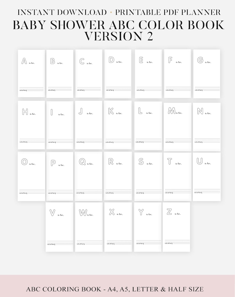 Blank Alphabet Book, 300 Coloring Pages, Baby's First ABC Book, Baby's ...