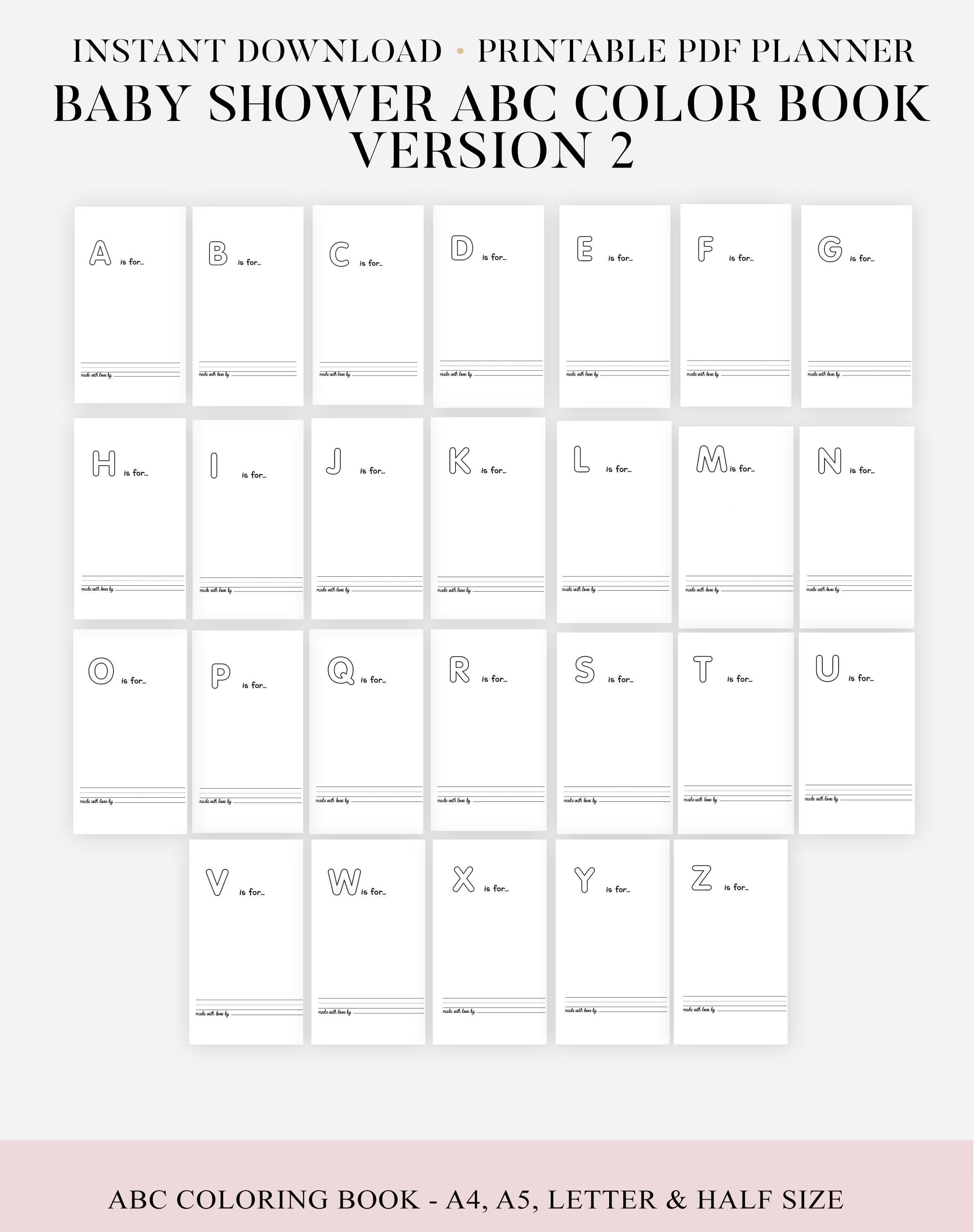 Blank Alphabet Book, 300 Coloring Pages, Baby's First ABC Book, Baby's ...