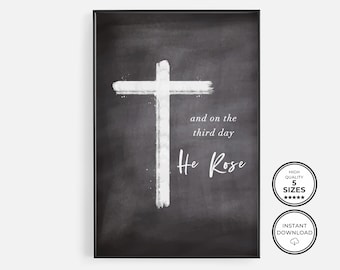 And on the Third Day He Rose Wood Easter Sign, Christian Wall Art ...