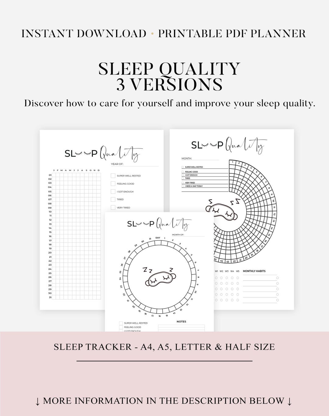 Sleep Tracker - Monthly Sleep Tracker - Sleep Log - Sleep Analysis ...
