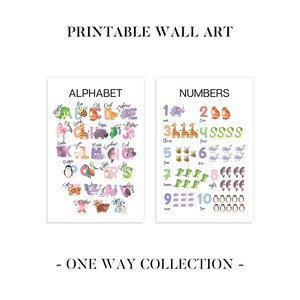 Animal Alphabet and Numbers Print, Animal Nursery Decor, PRINTABLE Wall ...