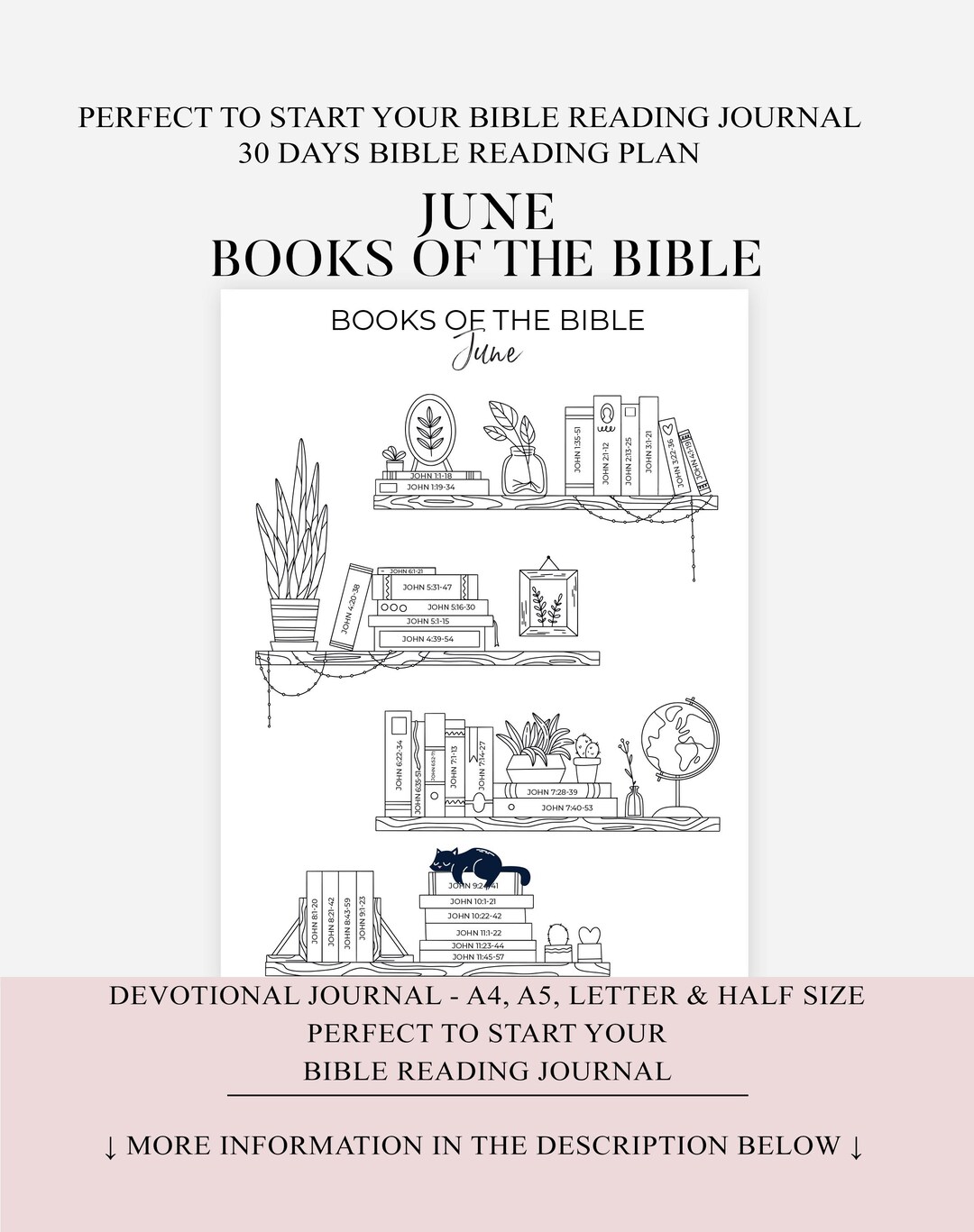 June Bible Bookshelf Coloring Printable | Bible Reading Tracker | Bible ...