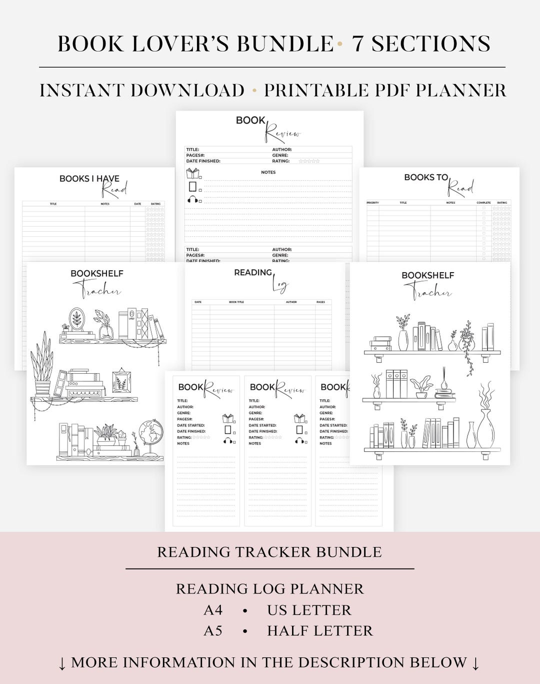 Editable Book List, Book Tracker Digital Download, Reading Log Page ...